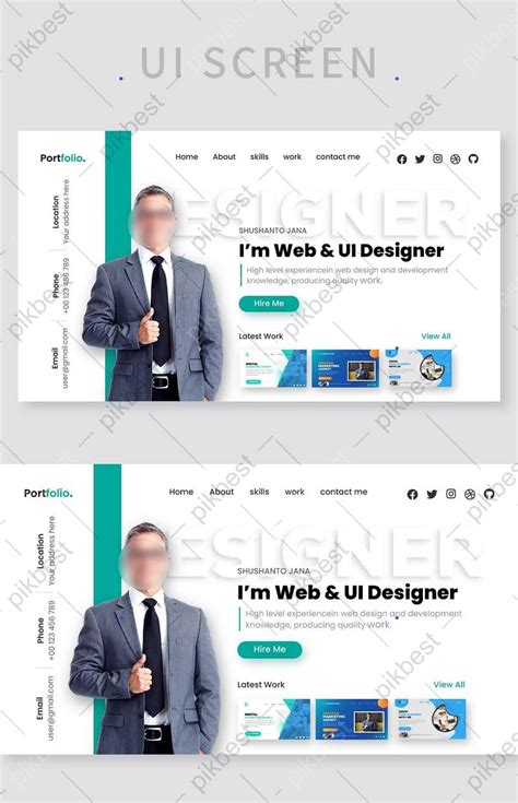 เทมเพลตการออกแบบ Ui หน้า Landing Page ของพอร์ตโฟลิโอ Ui แบบ Eps ดาวน์โหลดฟรี Pikbest