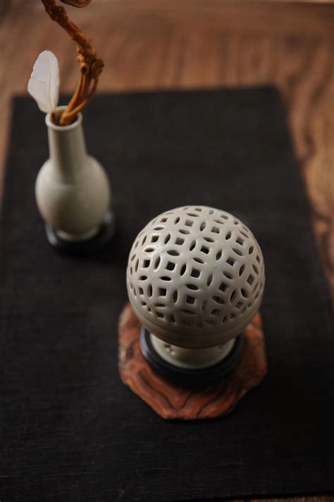 渌水山房青拙烟青釉宋式雕花球型薰炉宋代风格传统香器具 虎窝淘