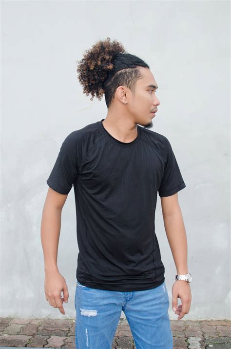Long Curly Hair Men Ponytail