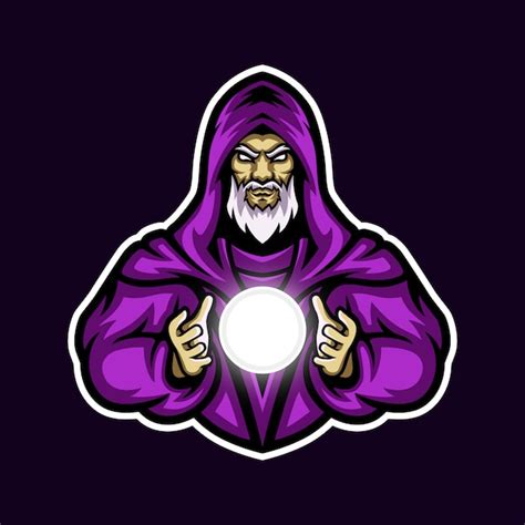 Premium Vector Purple Wizard Holding White Orb Esport Mascot