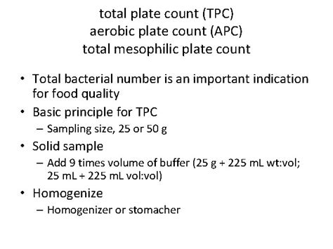 Total Plate Count Tpc Aerobic Plate Count Apc