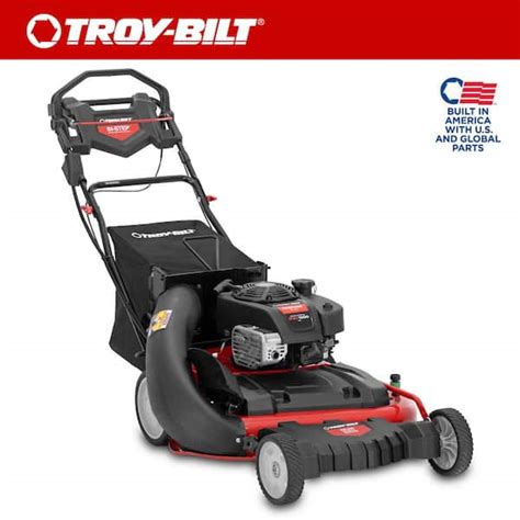 Troy-Bilt 28 in. 223cc Gas Walk Behind Self Propelled Lawn Mower with High Rear Wheels, 3-in-1 ...