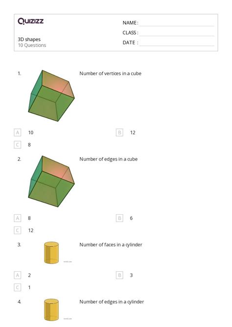 50 3d Shapes Worksheets For 5th Grade On Quizizz Free And Printable