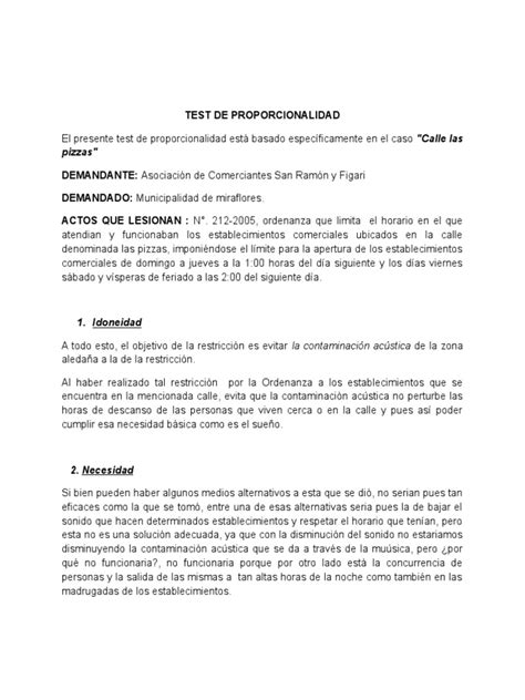 Test De Proporcionalidad Pdf
