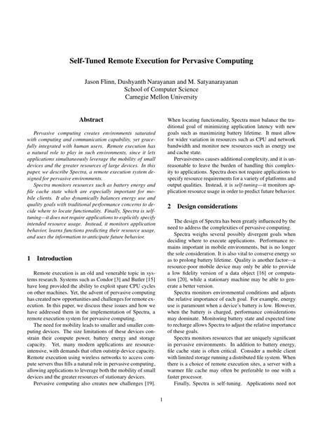 Pdf Self Tuned Remote Execution For Pervasive Computing