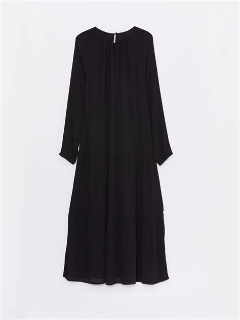 Lcw Modest Rochie Simplă Cu Mânecă Lungă și Guler Rotund Pentru Femei S31668z8 Rql Lc Waikiki