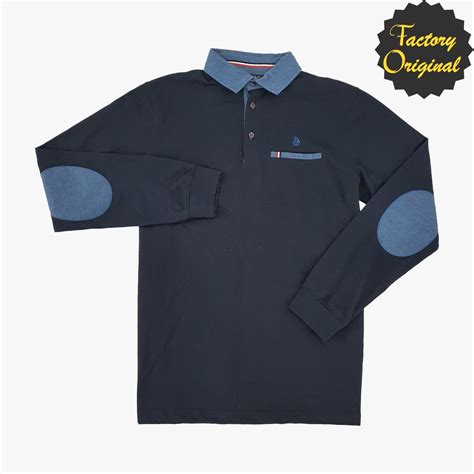 POLO MANGA LARGA MARINO CON CODERAS CELESTE SYC FACTORY ORIGINAL