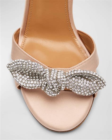 Aquazzura Satin Crystal Bow Slingback Sandals Neiman Marcus