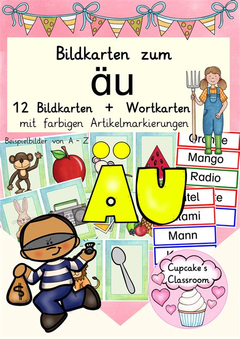 Buchstabe Lautverbindung äu Einführung Bildkarten Wortkarten