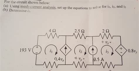 Solved For The Circuit Shown Below Using Mesh Current Chegg