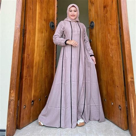 Jual Gamis Amanda Widya List Rayon Twill Premium Polos Free Pouch Goodie Bag Shopee Indonesia