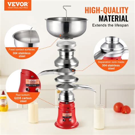 Vevor Milk Cream Centrifugal Separator 304 Stainless Steel Electric Cream Separators 100lh