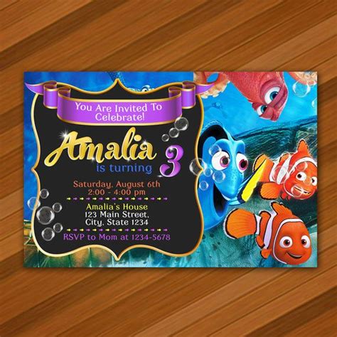 Finding Nemo Invitation Finding Nemo Birthday Invitation Finding Nemo