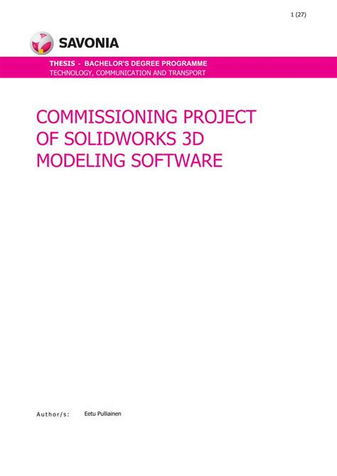 Pdf Commissioning Project Of Solidworks 3d Modeling … Dokumen Tips