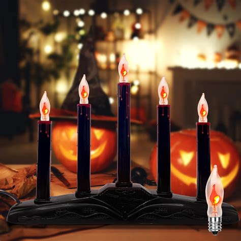 5 Light Black Flameless Flickering Candles With C18 Flameless Flicker