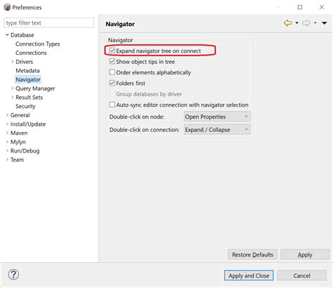 Add Of Command Line Parameter That Expands The Connection In The Database Navigator · Issue