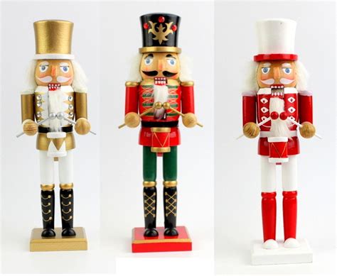 Christmas Wooden Nutcracker Drummer Figure Statue Xmas Decoration 30cm