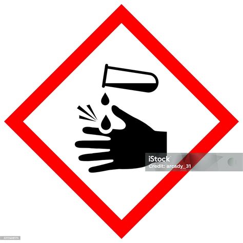 Beware Of Caustic Acidic Chemicals Avoid Skin Contact Safety Sign Stock