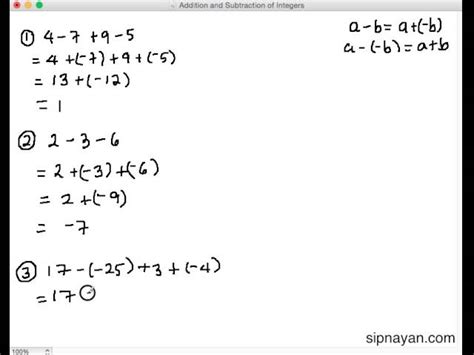 Adding And Subtracting Integers Examples