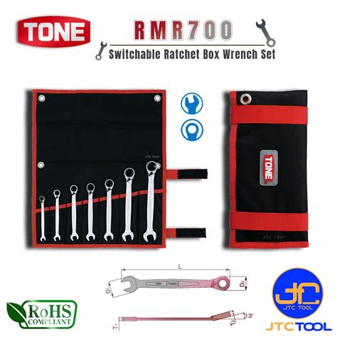 Tone ประแจปากตายข้างแหวนฟรีซ้าย ขวาชุด 7ตัว ขนาด 8 19 มิล รุ่น Rmr700 Ratchet Ring Wrench Set