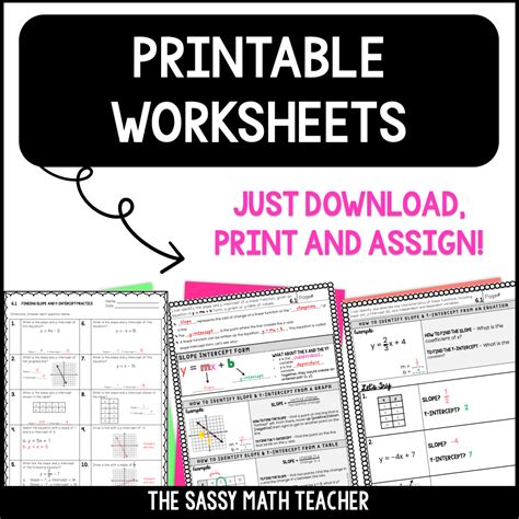 Slope Intercept Form Guided Notes Finding Slope From Table Graph