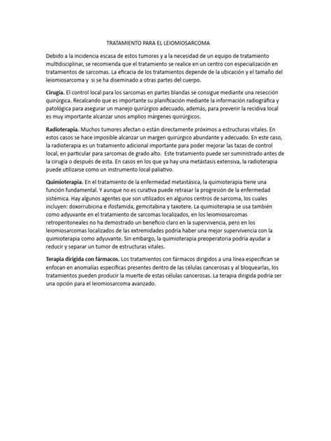 Tratamiento Para El Leiomiosarcoma Pdf