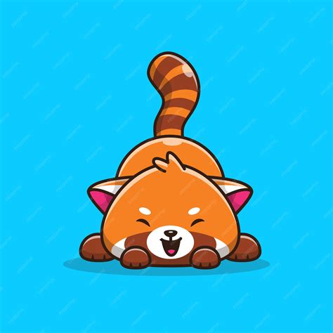 Premium Vector Cute Red Panda Icon Illustration Flat Cartoon Style