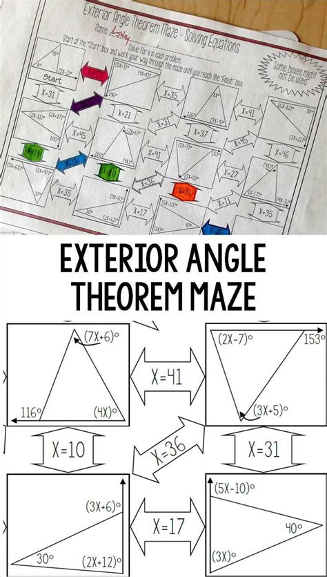 Unraveling The Exterior Angle Theorem A Maze Of Equation Solutions Answer Key Included