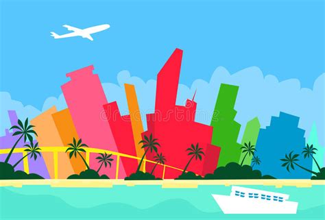Miami Zusammenfassungs Skyline Stadt Wolkenkratzer Schattenbild Vektor