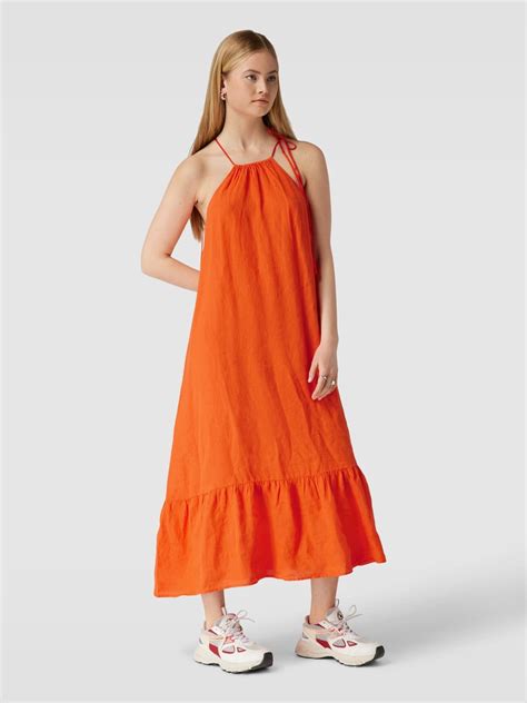 Replay Midikleid Aus Leinen Im Stufen Look Orange Online Kaufen