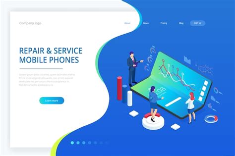 Premium Vector Landing Page With Isometric Business And Finance Analysts Analyzing Key