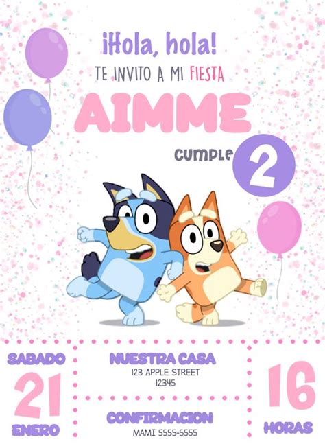 Invitación de Cumpleaños Bluey Invitaciones para fiestas infantiles