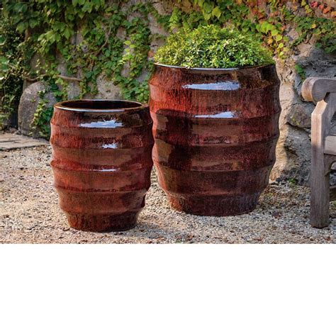 Pomerol Planters Scalloped Pattern Pottery Planters