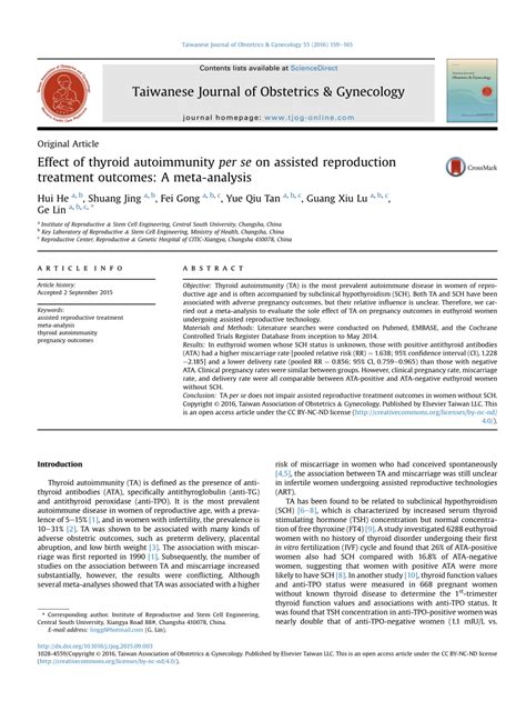 Pdf Effect Of Thyroid Autoimmunity Per Se On Assisted Reproduction Treatment Outcomes A Meta