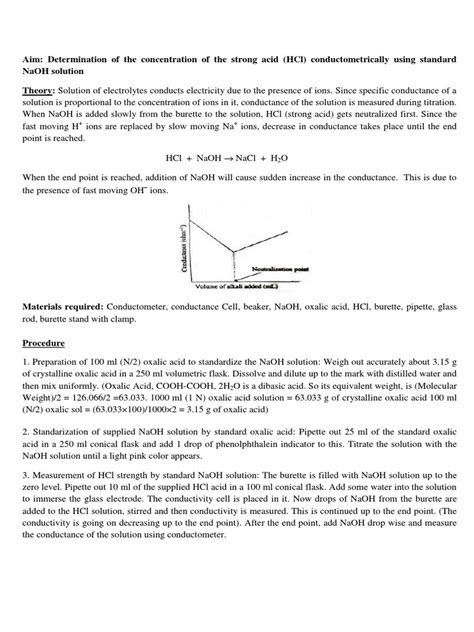 Conductometric Titration Pdf Titration Chemistry