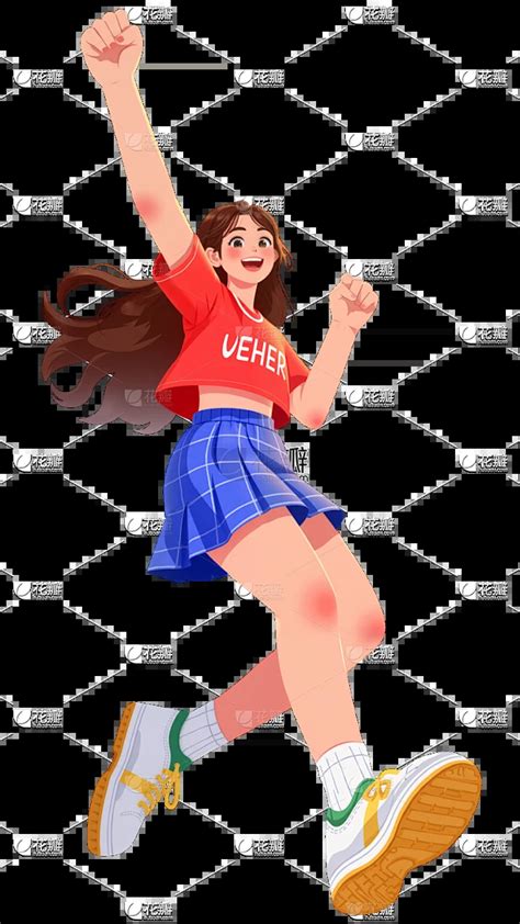 人物系列卡通感运动女孩跑步元素素材 花瓣网