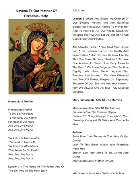 Novena Our Mother Of Perpetual Help Download Free Pdf Mary Mother