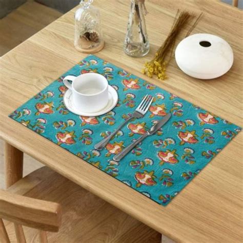 Floral Printed Cotton Table Mat Feature Easy Washable At Best Price