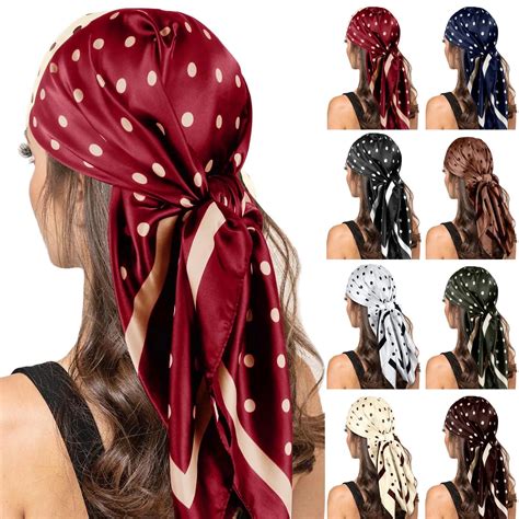 Moda Saten Kare E Arp Bandana Kad Nlar Puanl Bask Atk S Sa Bandana Kad