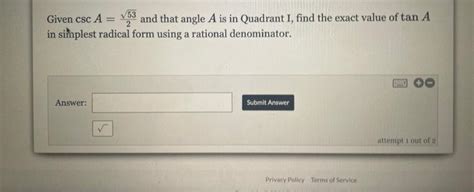 solved 53 given csc a and that angle a is in quadrant i
