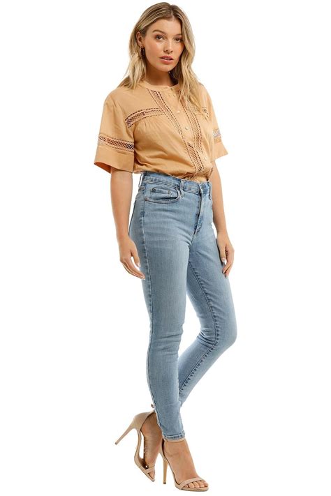 Lace Trim Short Sleeve Shirt In Sesame By Witchery For Hire Glamcorner