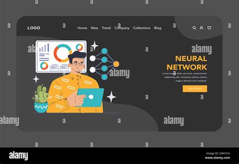 Neural Network concept. Man analyzes data on screen, connection nodes insight. Artificial ...