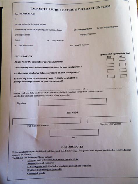 1733128836402 Importer Authorization And Declaration Form Pdf