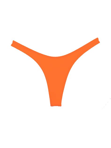 Neon Orange Thong Bikini Bottoms Cheeky High Cut Brazilian Bikini
