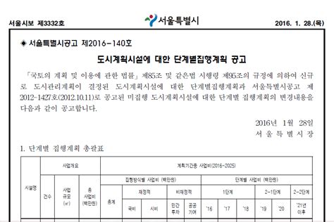서울시 장기미집행 도시계획시설 단계별 집행 공고 형식적이고 무책임한 발표에 개탄 조합원 광장 사당동32 까치산근린공원