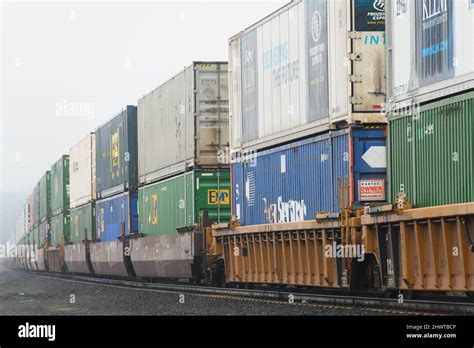 Seattle Wa Usa March 06 2022 Intermodal Container Train Passing