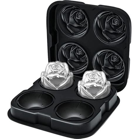Bac à glaçons XXL avec 4 compartiments en forme de rose Facile à