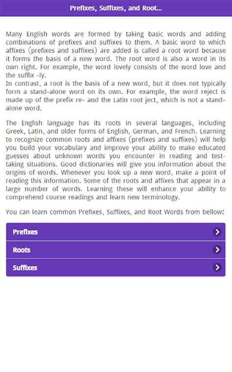 Prefixes Suffixes And Root Word Apk Per Android Download