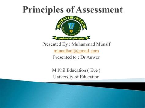 Principles Of Assessment Pptx Educational Assessment Education
