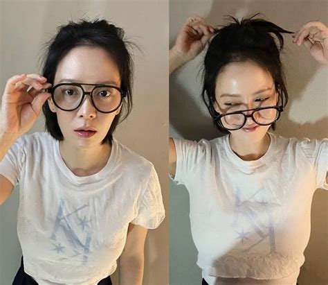 패션엔 송지효 다시 런닝맨 초기 멍지효 뿔테 안경의 장꾸미 일상룩